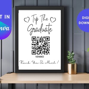 Graduation Party Sign | Graduation Gift Sign | QR Code Sign | Tip the ...