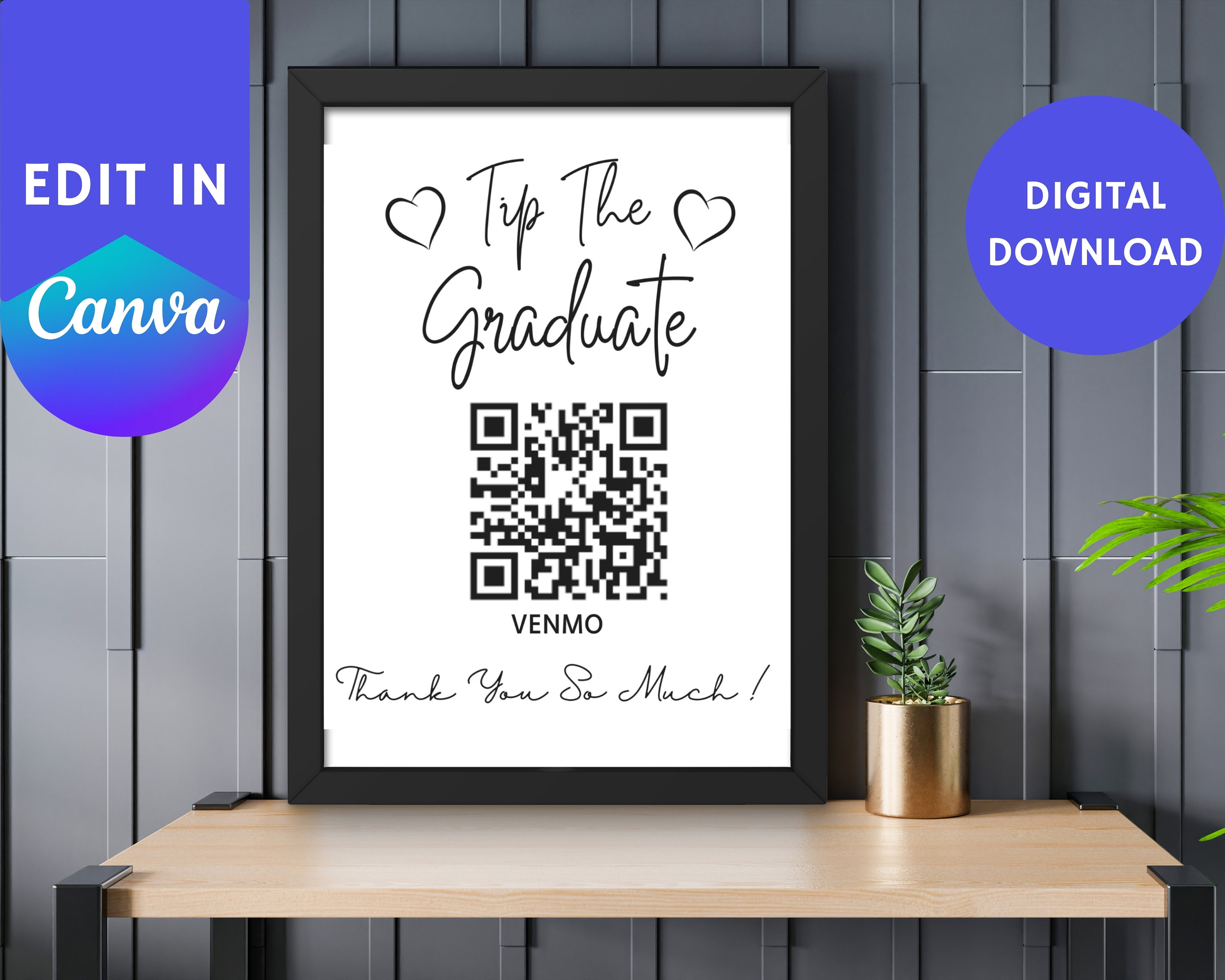 Tip the Graduate QR Code Sign | Graduation Party Decor (digital ...