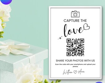 Capture the Love Wedding QR Code Sign, Wedding Sign, Wedding Photo Sign ...