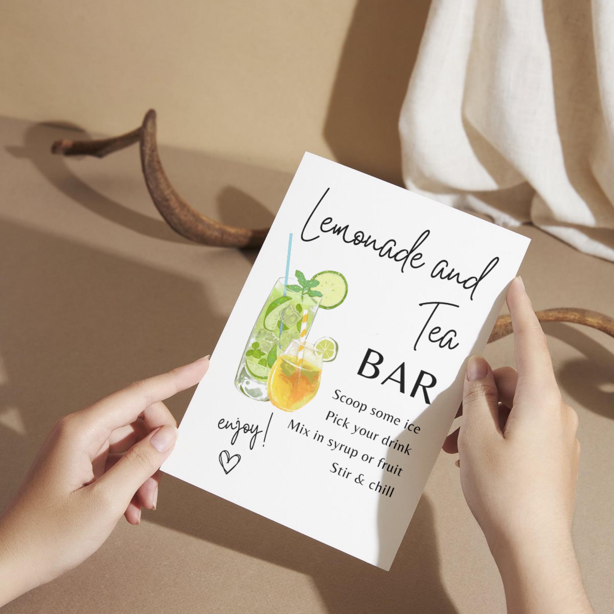 Lemonade & Iced Tea Bar Sign Mocktail Print, Signature Drink Menu ...