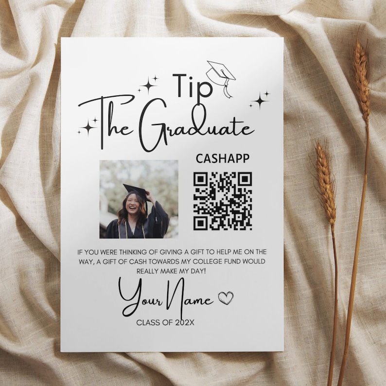 Tip the Graduate Sign, Graduation Party Sign With Editable QR Code ...