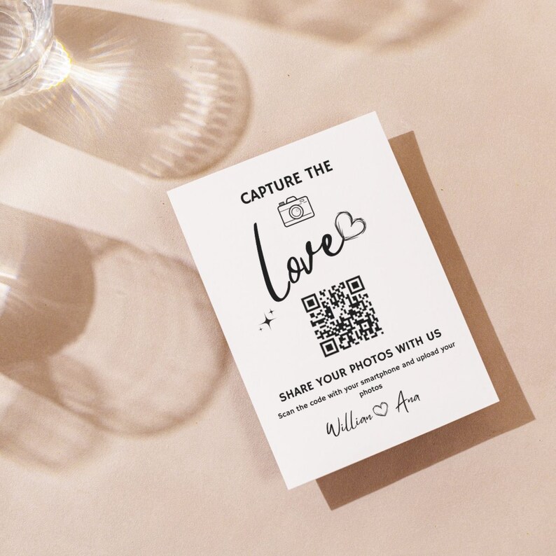 Capture the Love Wedding QR Code Sign, Wedding Sign, Wedding Photo Sign ...