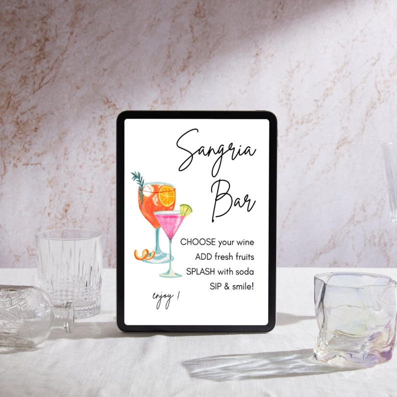 Watercolor Sangria Bar Sign Template (digital Download) - Etsy