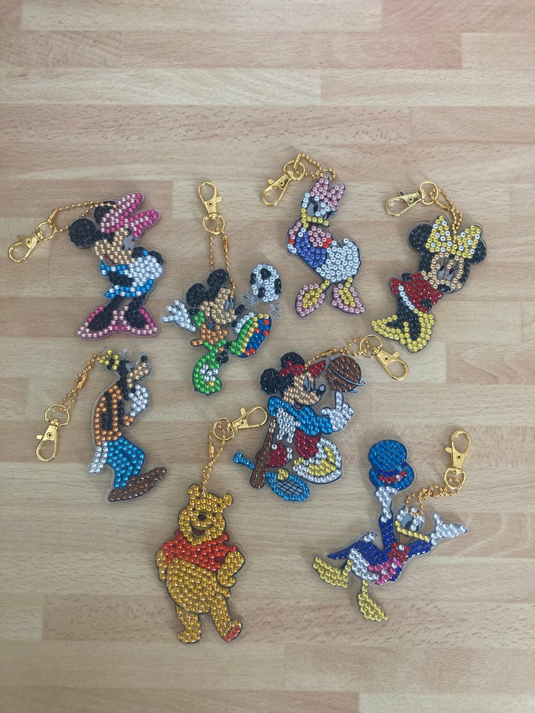 Set of 8 Disney Character Keyrings Mickey Minnie Mouse Donald Daisy ...