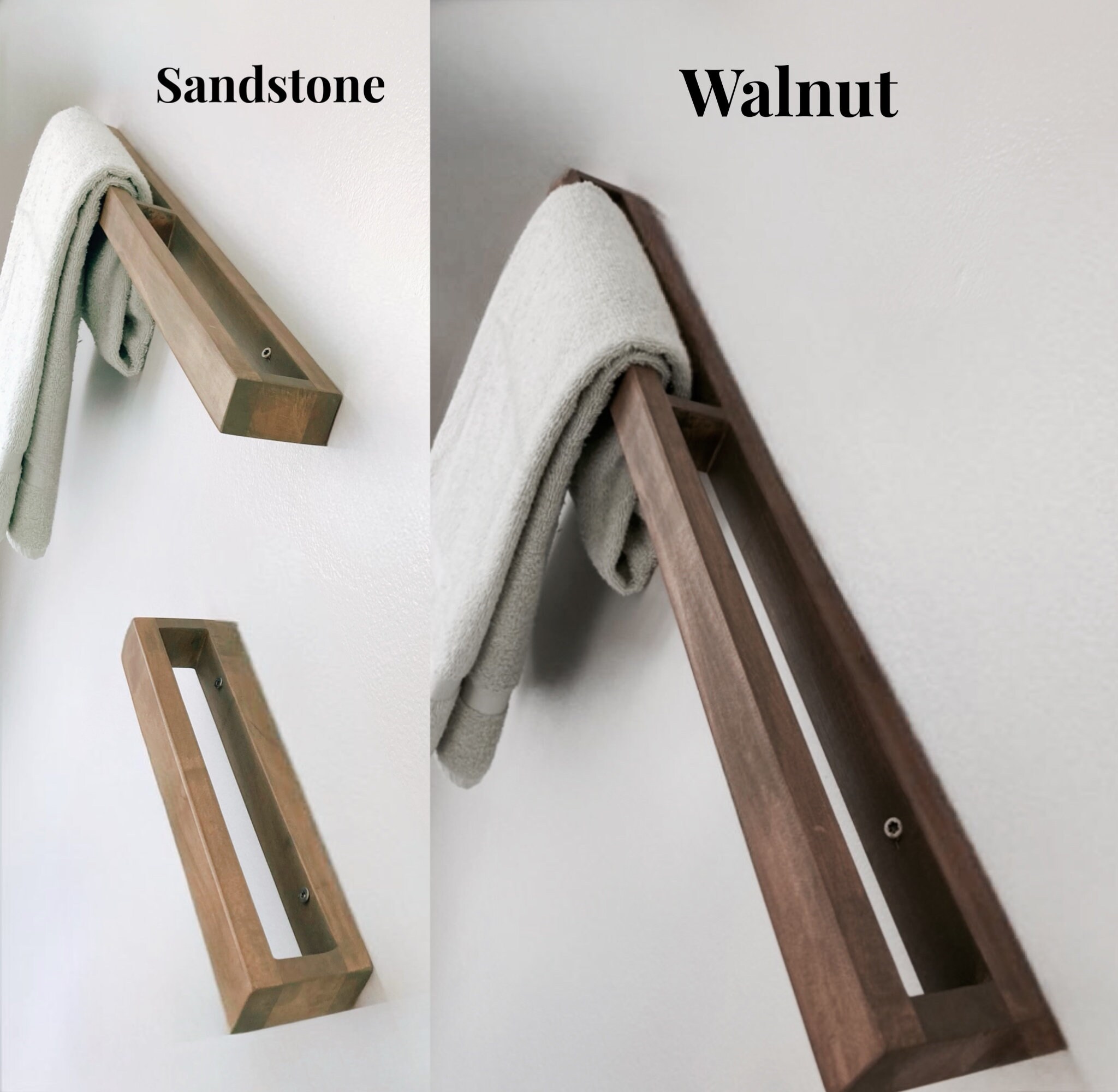 Rustic Wooden Stained Maple Wood Long Towel Bar and Hand Towel Set - Etsy