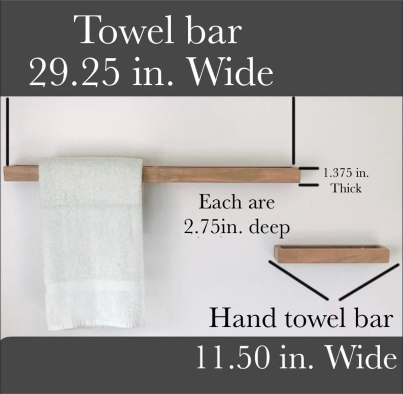 Rustic Wooden Stained Maple Wood Long Towel Bar and Hand Towel Set - Etsy