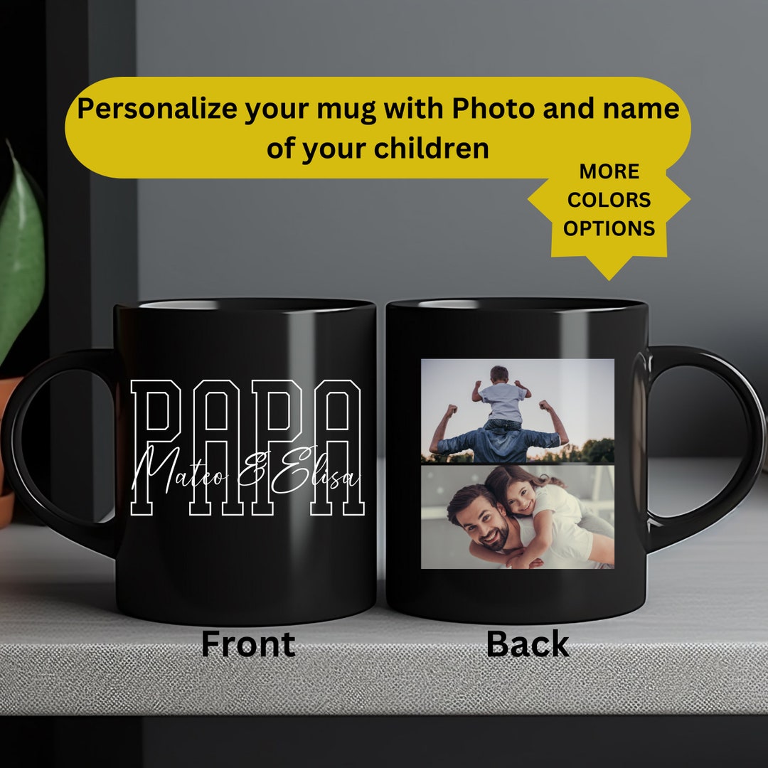 Personalized Papa Photo Mug, Custom Child Name Gift - Etsy