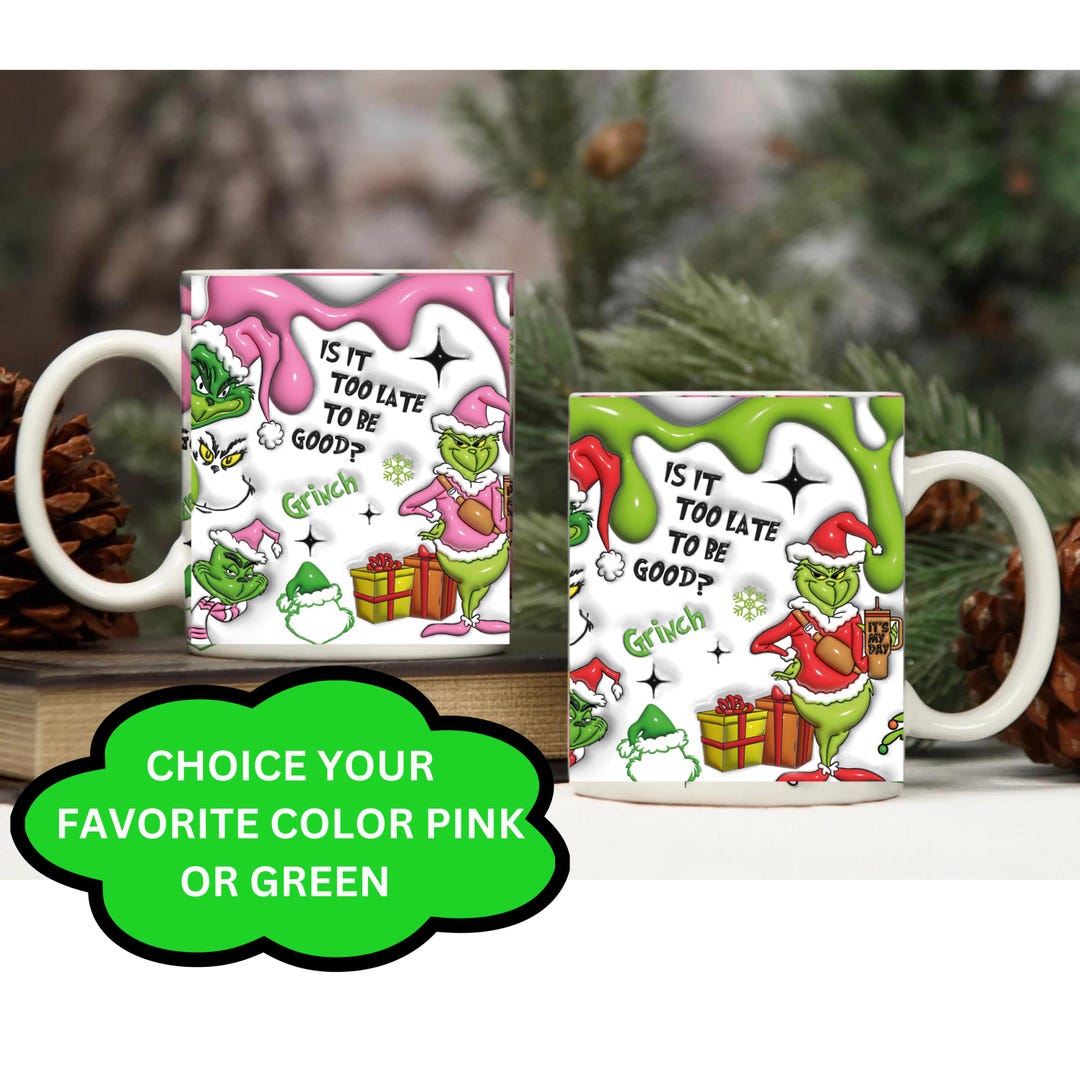 Pink Grinch Christmas Mug Effect 3D, Grinch Halloween, Grinch Aunt ...