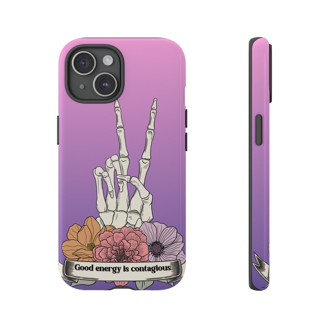 Spooky Floral Skeleton Hand Phone Case, Good Energy - Etsy