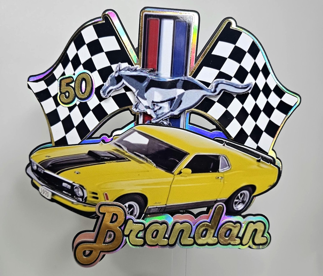 Mustang Cake Topper, Car Theme Birthday, Children's Party, Racing Car ...