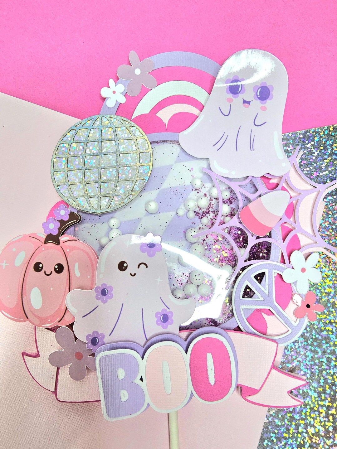 Halloween Spooky Retro Cake Topper,retro Style Ghost Cake Topper,retro ...