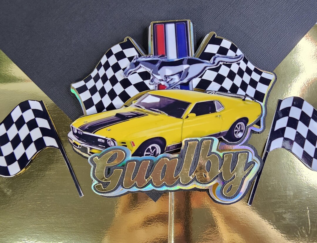 Race Car Cake Topper, Race Car Decoration, Racing Party, Mustang Car ...