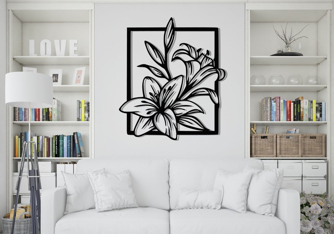 Lily Sign Metal Wall Art / Floral Metal Wall Decor / Metal Flower Sign ...