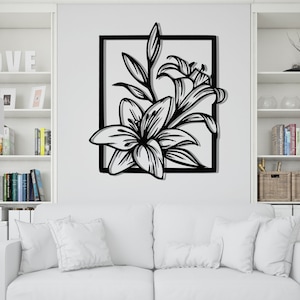 Lily Sign Metal Wall Art / Floral Metal Wall Decor / Metal Flower Sign ...