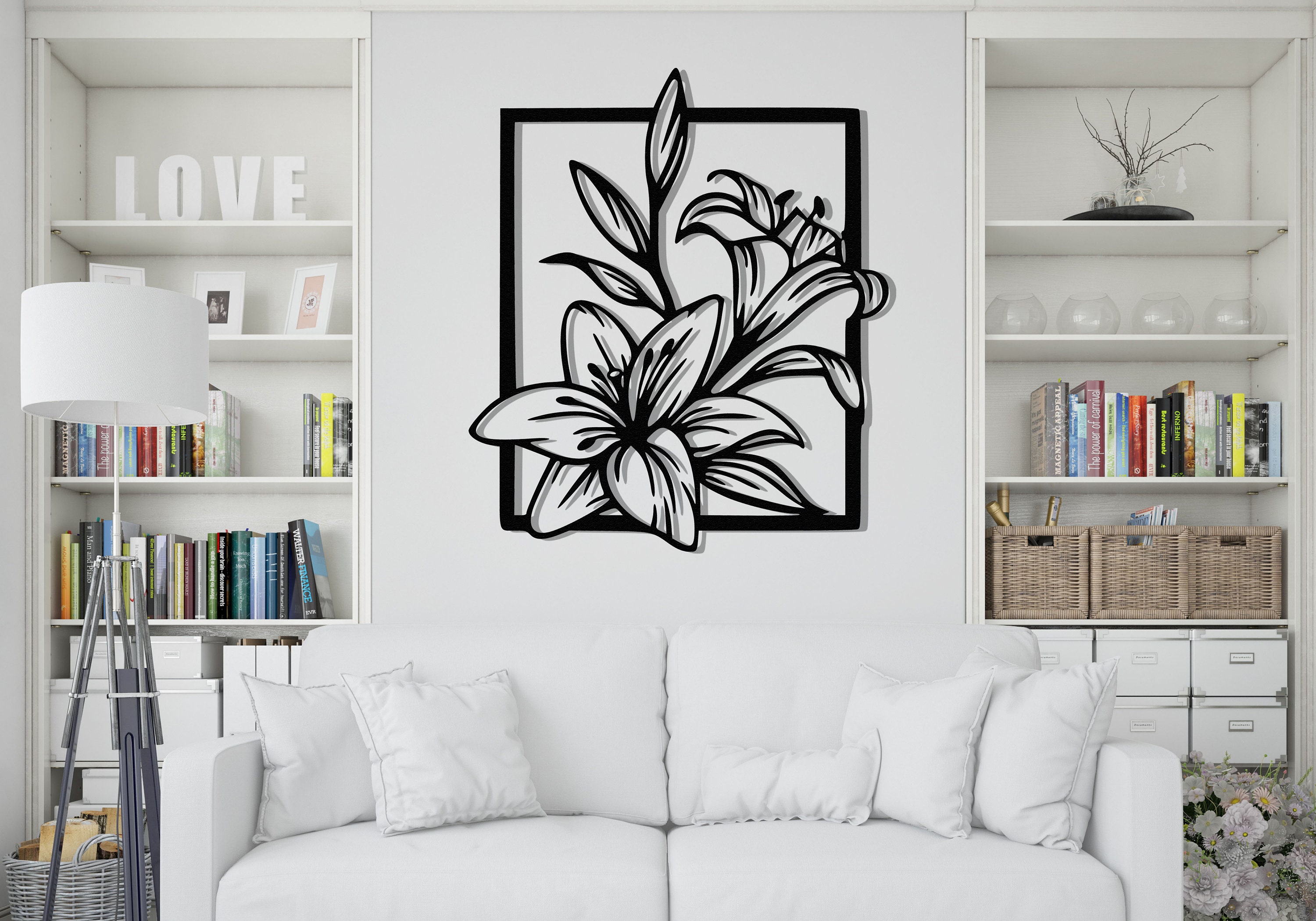 Lily Sign Metal Wall Art / Floral Metal Wall Decor / Metal Flower Sign ...