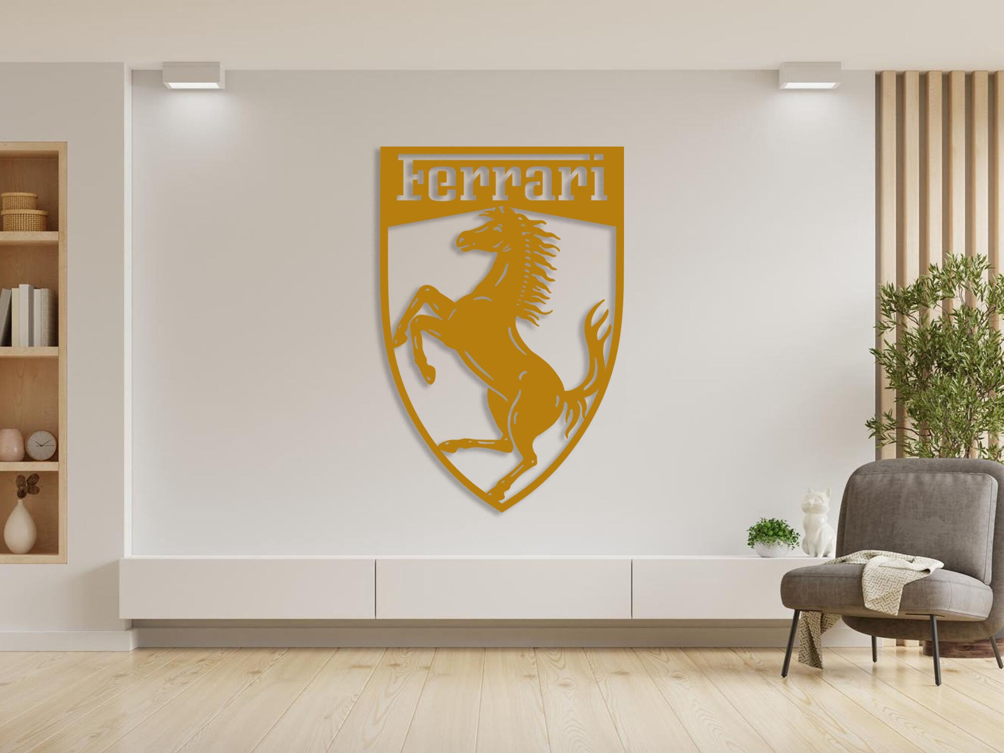 Ferrari Logo Metal Wall Art / Ferrari Emblem Wall Hanging / Decor for ...