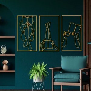 Set of 3 Woman Reading a Book Wall Art / Woman Line Art / Gift for Book ...
