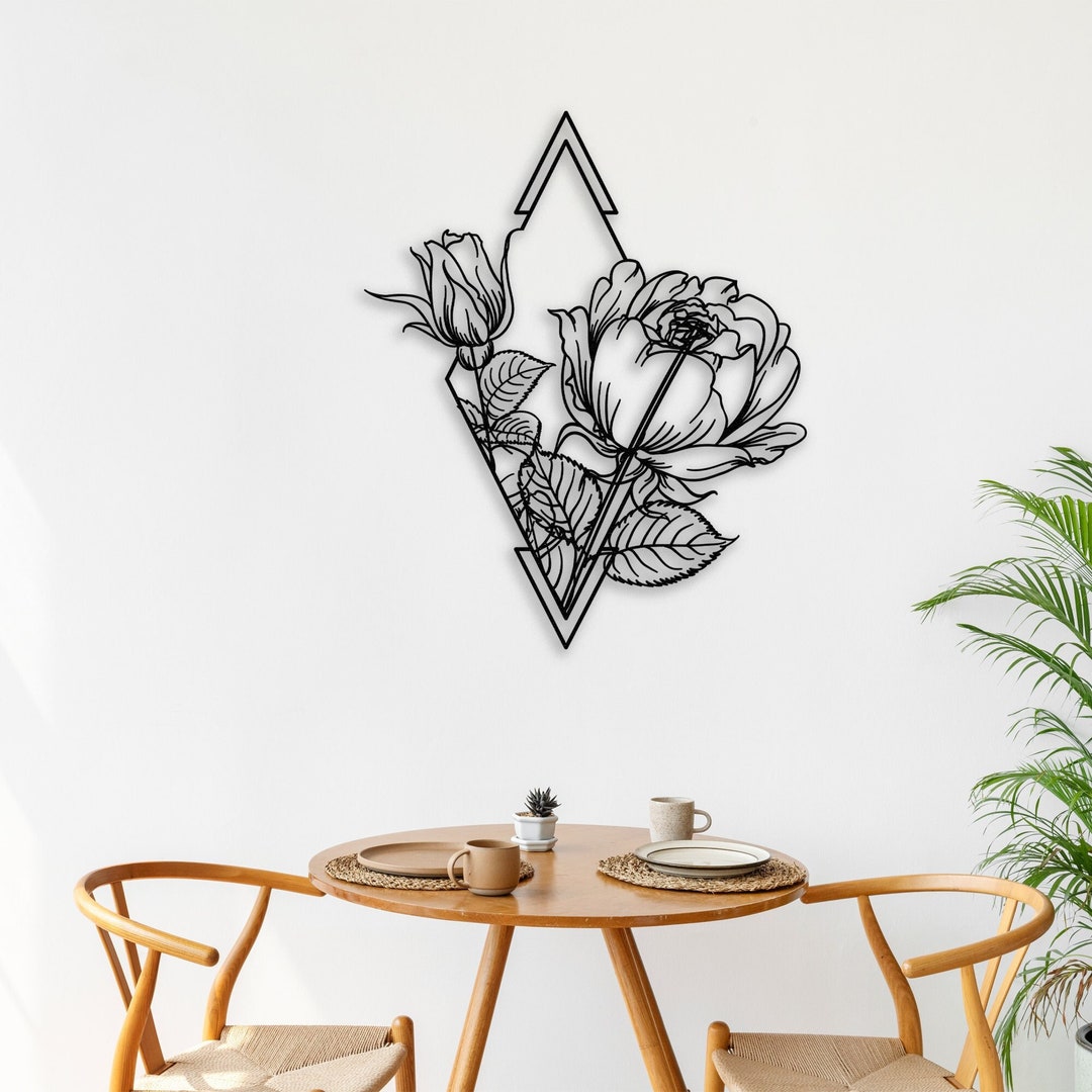 Rose and Tulip Metal Wall Art / Rose Metal Wall Decor / Flower Wall ...