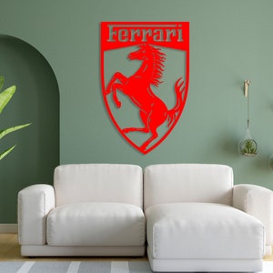 Ferrari Logo Metal Wall Art / Ferrari Emblem Wall Hanging / Decor for ...