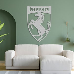 Ferrari Logo Metal Wall Art / Ferrari Emblem Wall Hanging / Decor for ...