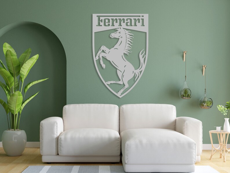 Ferrari Logo Metal Wall Art / Ferrari Emblem Wall Hanging / Decor for ...