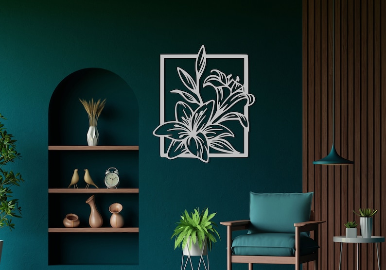 Lily Sign Metal Wall Art / Floral Metal Wall Decor / Metal Flower Sign ...