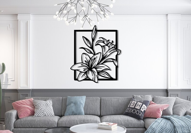 Lily Sign Metal Wall Art / Floral Metal Wall Decor / Metal Flower Sign ...