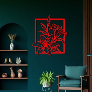 Lily Sign Metal Wall Art / Floral Metal Wall Decor / Metal Flower Sign ...