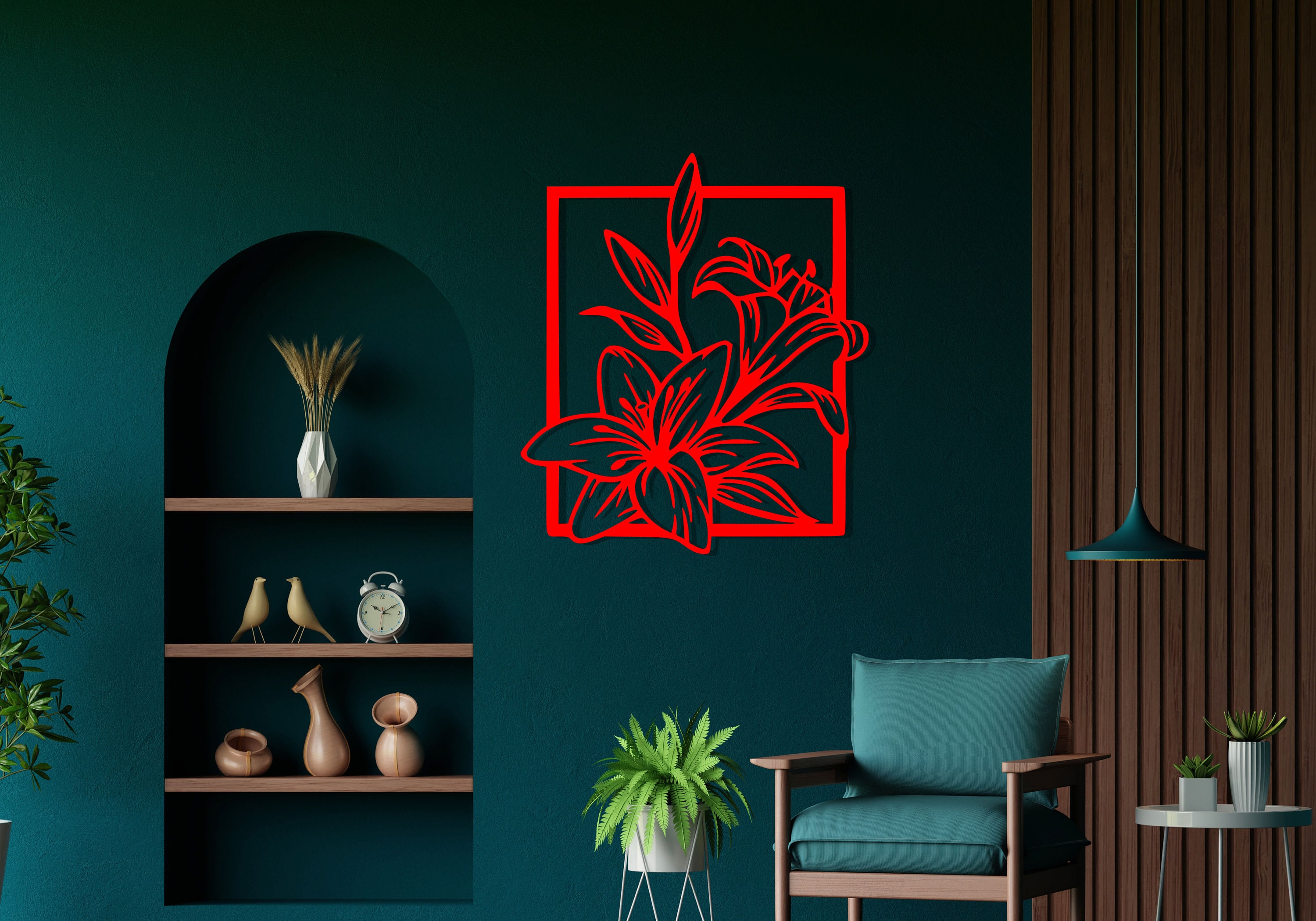 Lily Sign Metal Wall Art / Floral Metal Wall Decor / Metal Flower Sign ...