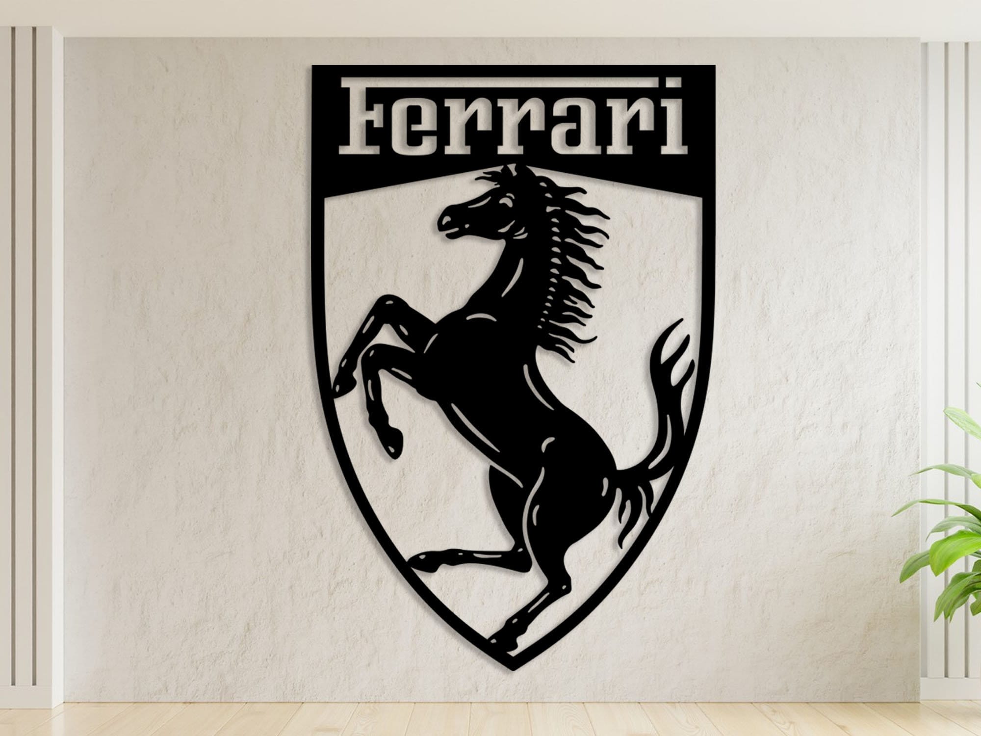 Ferrari Logo Metal Wall Art / Ferrari Emblem Wall Hanging / Decor for ...