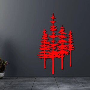 Metal Pine Tree Wall Art / Tree Wall Decor / Forest Silhouette Wall ...