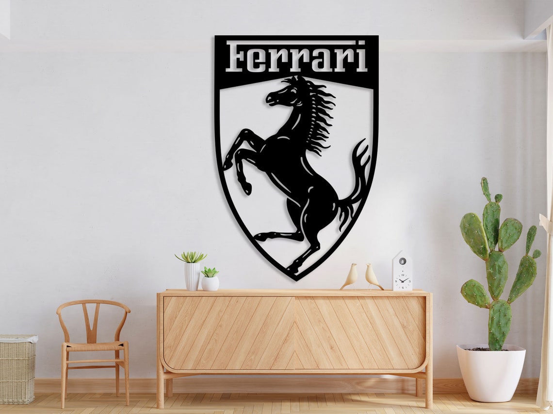 Ferrari Logo Metal Wall Art / Ferrari Emblem Wall Hanging / Decor for ...
