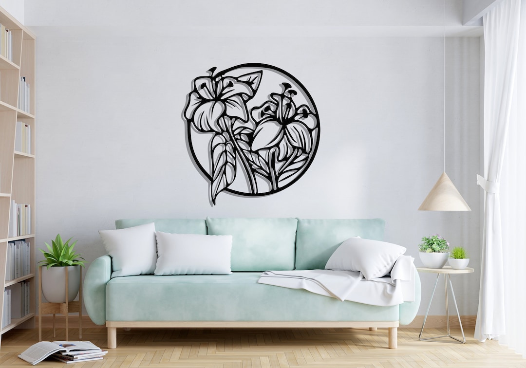 Flower Wall Art / Round Shaped Floral Metal Wall Art / Flower Sign Wall ...