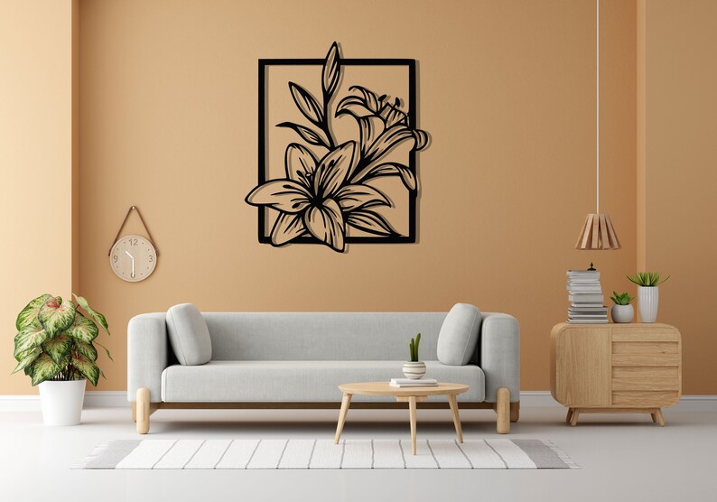 Lily Sign Metal Wall Art / Floral Metal Wall Decor / Metal Flower Sign ...