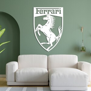 Ferrari Logo Metal Wall Art / Ferrari Emblem Wall Hanging / Decor for ...