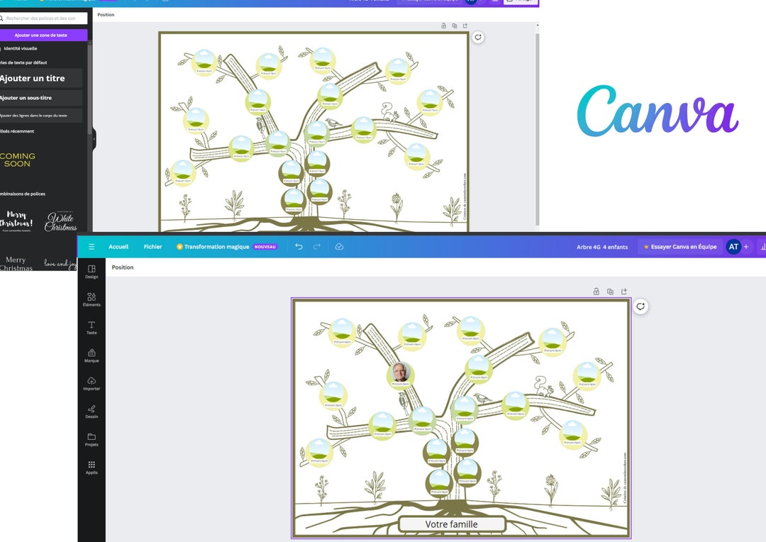 Ascending Family Tree 4 Generations Editable on CANVA - Etsy