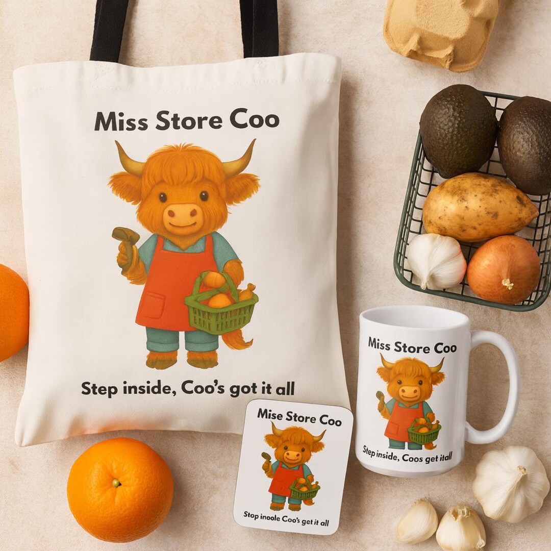 Miss Store Coo Highland Cow Gift Bundle – Funny Shop Worker Mug, Tote ...