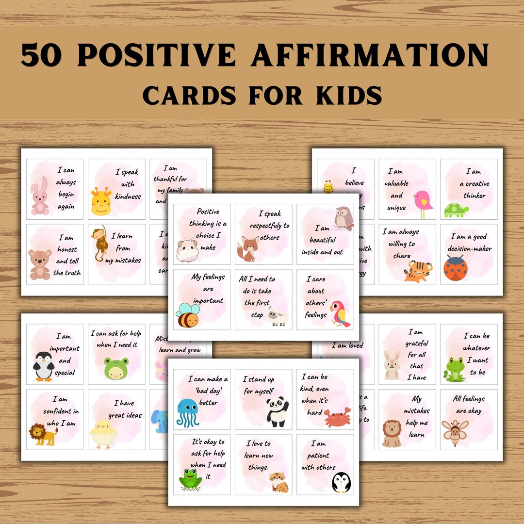 50 Positive Affirmation Cards for Kids Lunch Box Cards Printable ...