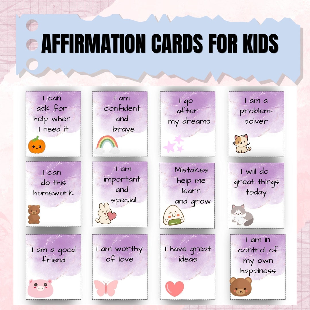 45 Positive Affirmation Cards for Kids Lunch Box Cards - Etsy