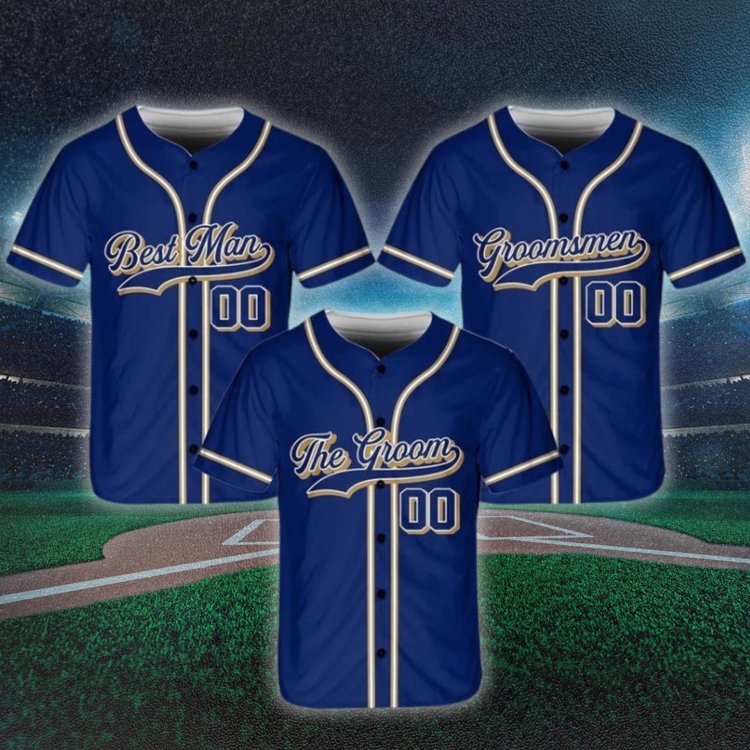 Custom Wedding Party Baseball Jerseys Set for Groom, Best Man ...