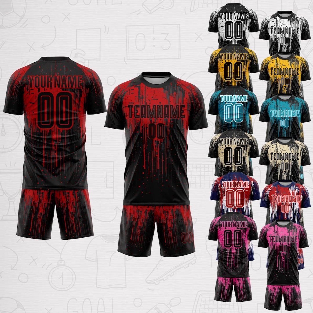 Custom Soccer Jersey Set, Drip Paint Football Uniform, Personalized ...