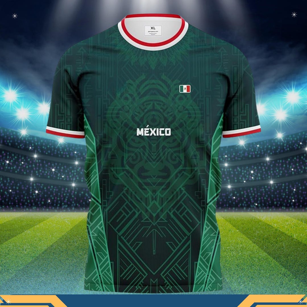 Mexico Soccer Jersey Green Aztec Pattern Shirt | Mexican National Team ...