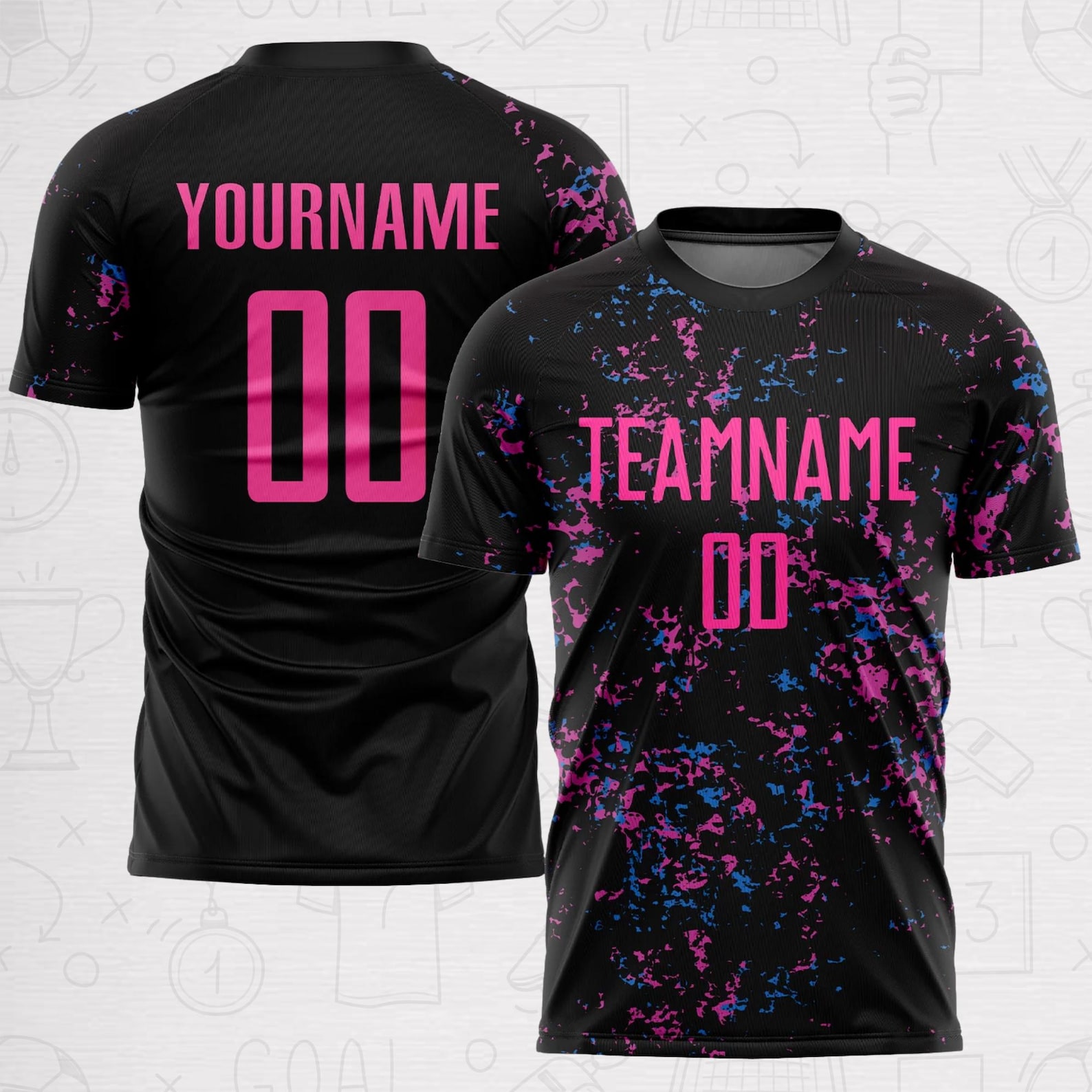 Custom Soccer Jersey Set Paint Splatter, Personalized Name Number Team ...