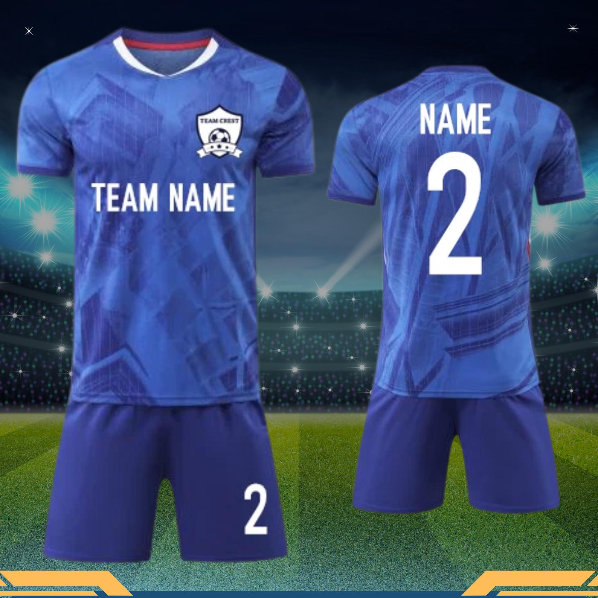 Custom Blue Soccer Jersey Set With Name & Number, Personalized Team ...