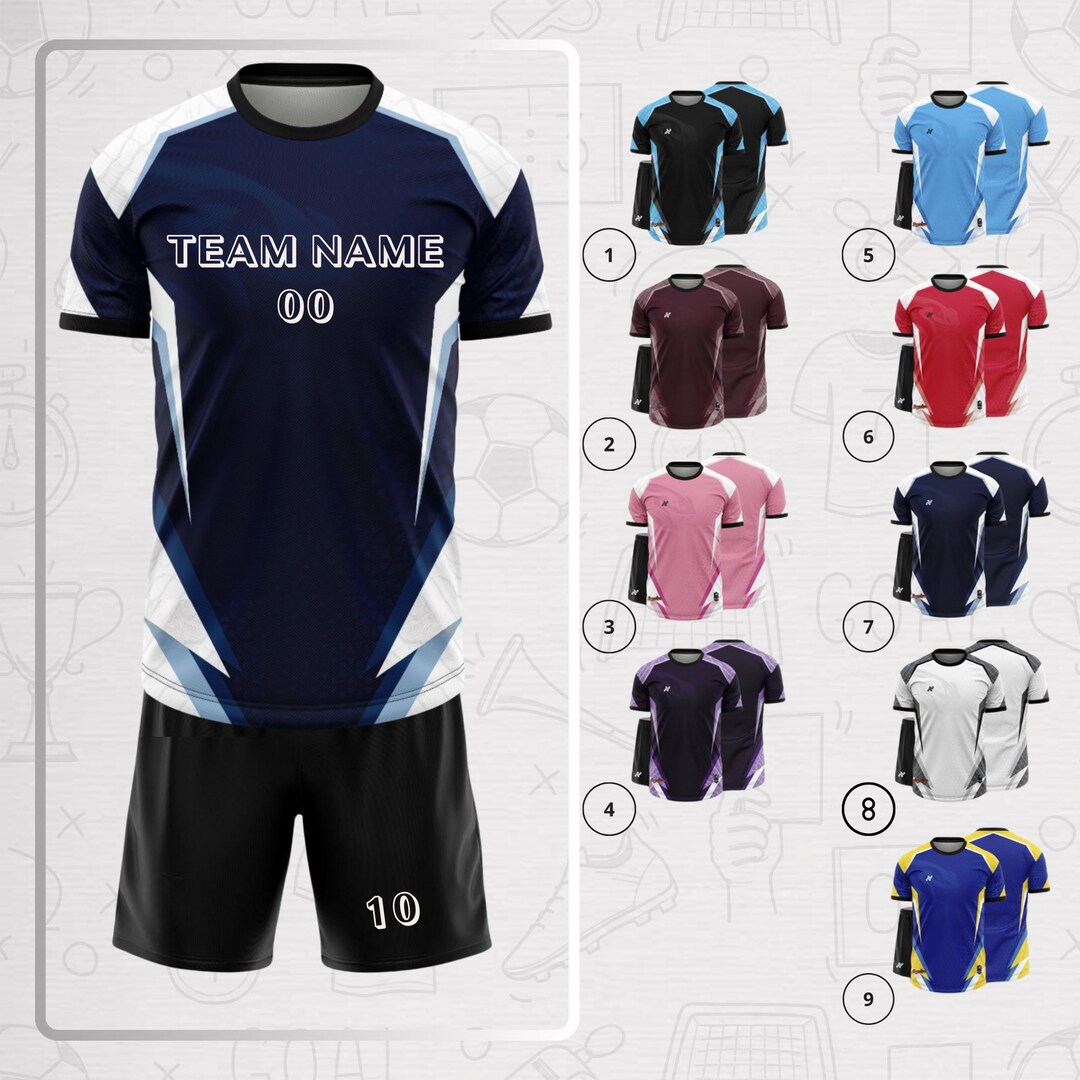 Custom Soccer Jersey Set, Personalized Team Name Number Kit, Men Youth ...