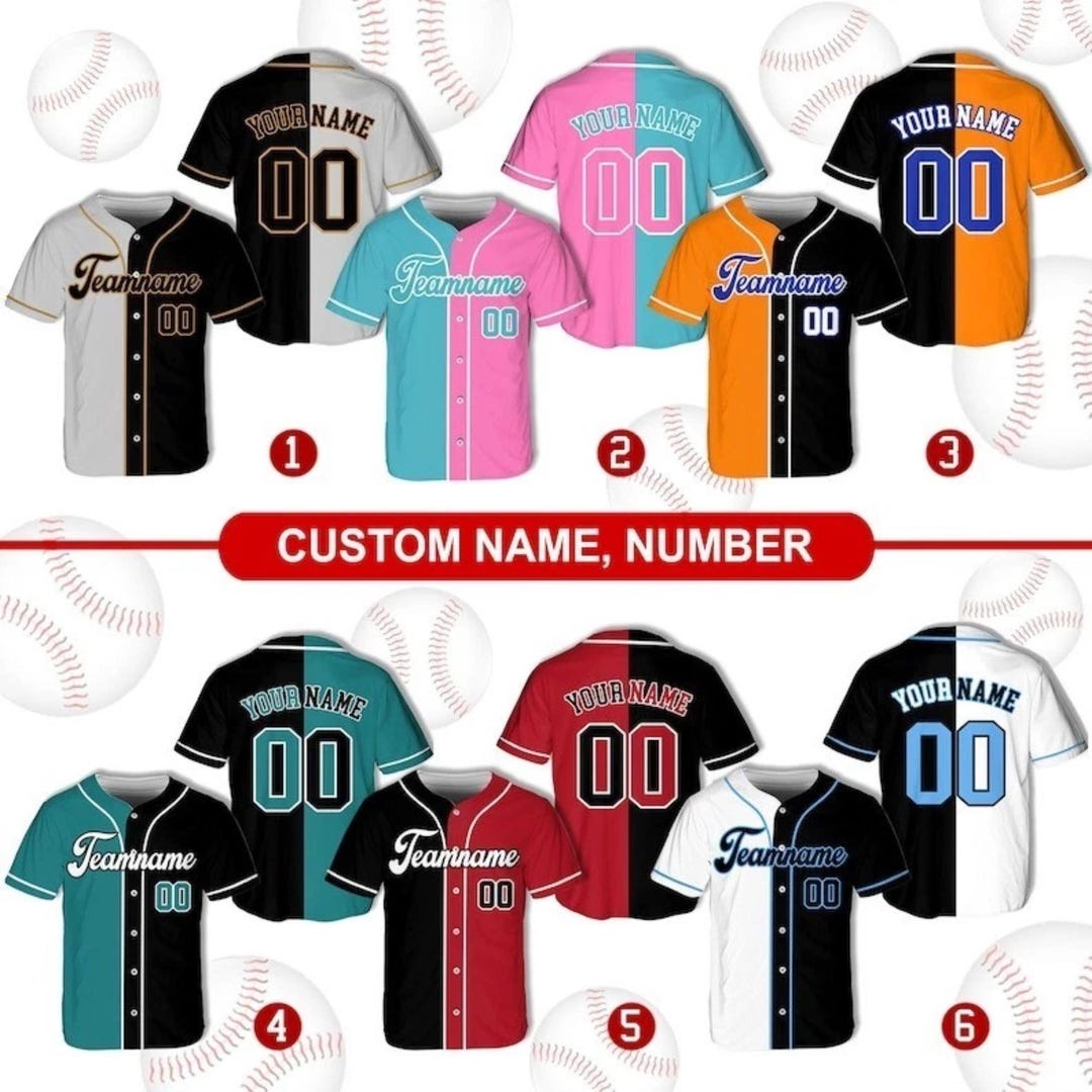 Custom Split Color Baseball Jersey: Personalized Team Uniform - Etsy