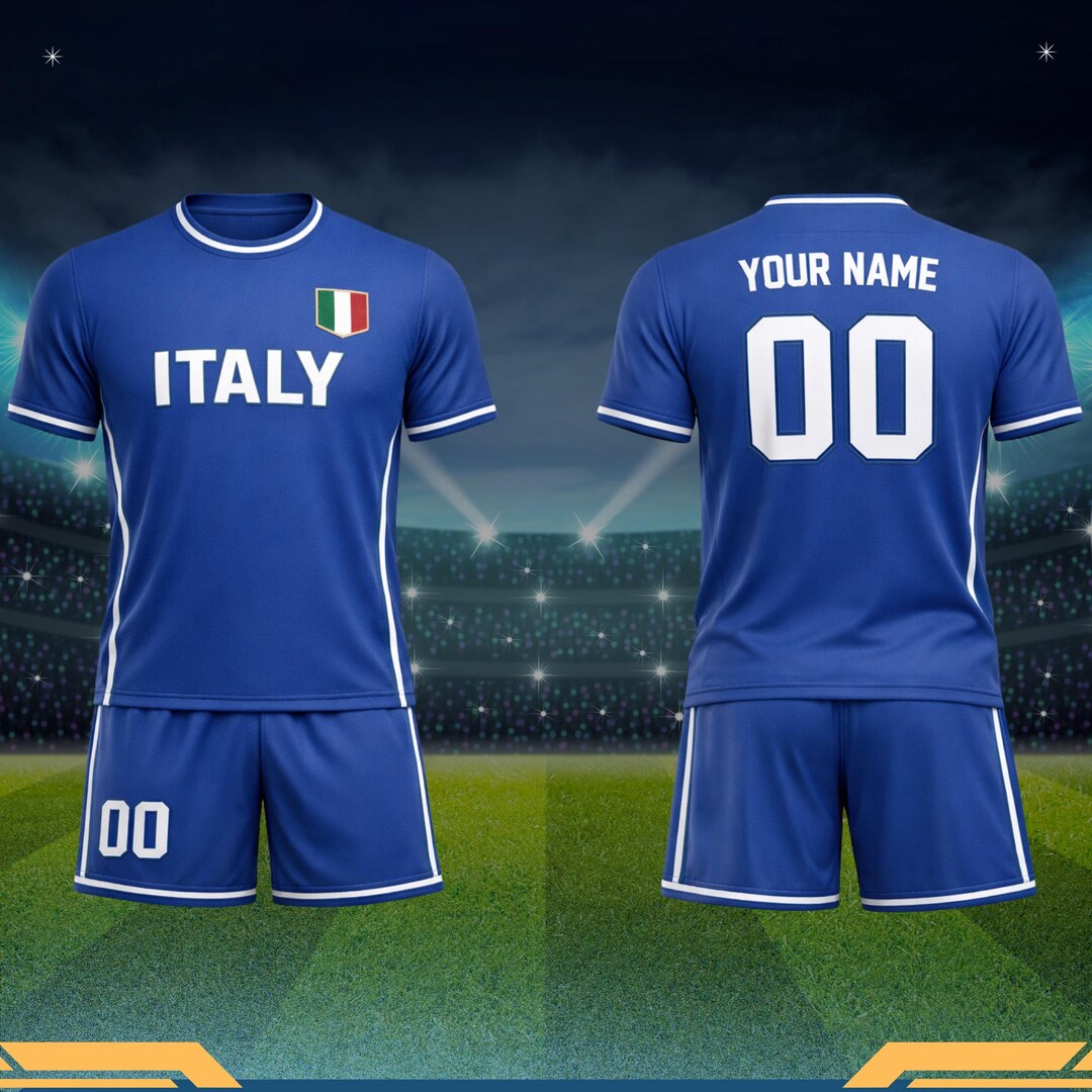 Custom Italy Blue Soccer Jersey Set, Personalized Name & Number, Unisex ...