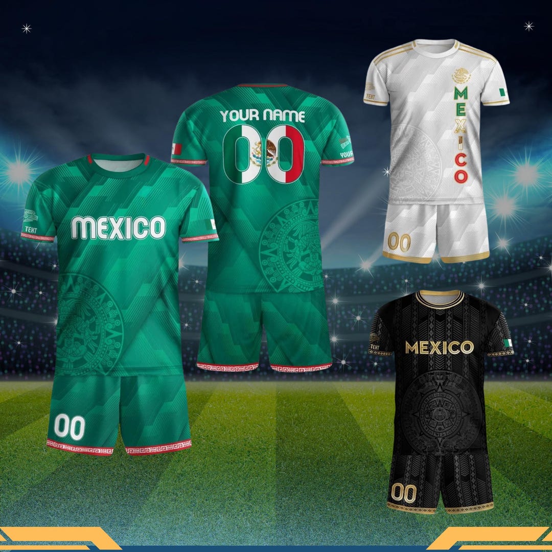 Personalized Mexico Soccer Jersey Set With Custom Name & Number, Green ...