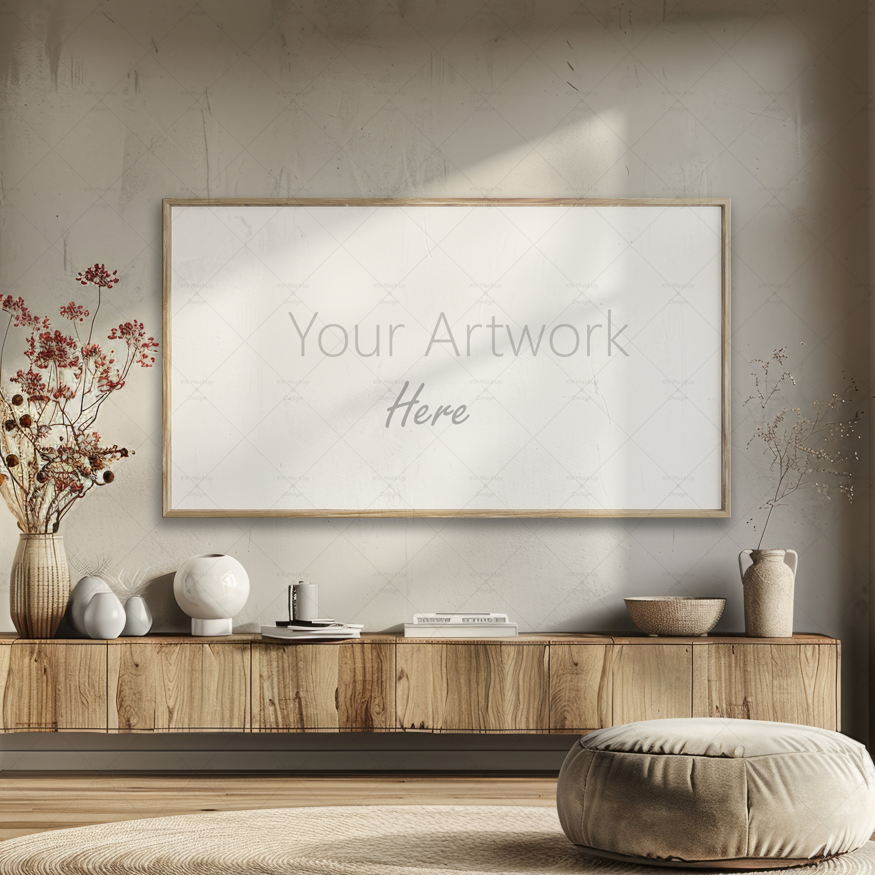 16x9 TV Frame Mockup, Simple Wood Frame Mock Up, Vintage Antique Frame ...