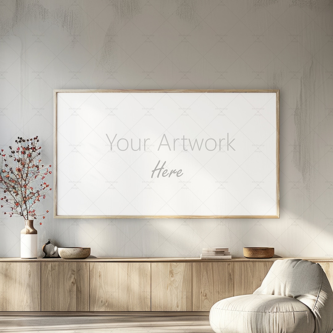 16x9 TV Frame Mockup, Simple Wood Frame Mock Up, Vintage Antique Frame ...